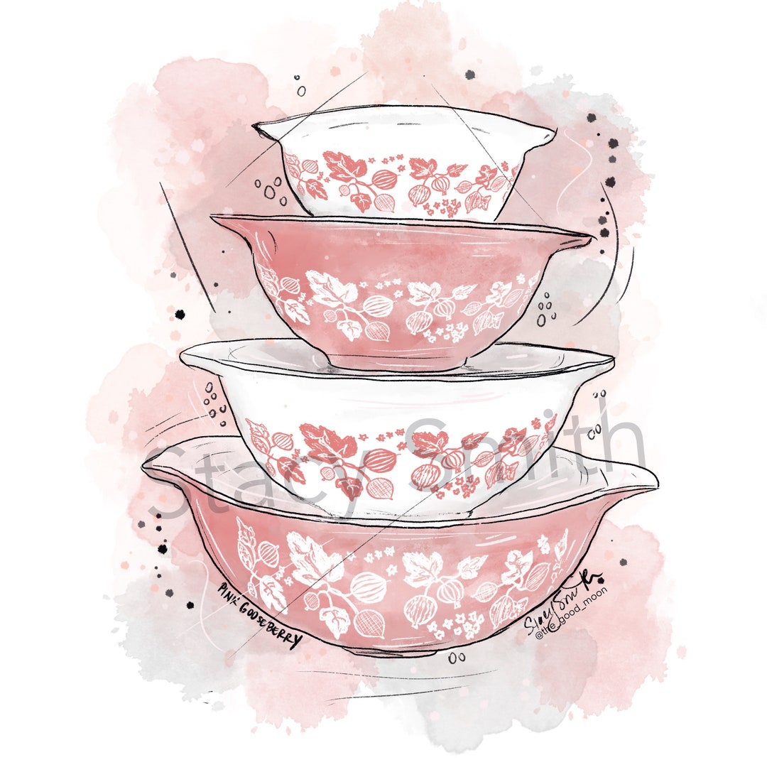 Vintage Pyrex Drawing Pink Gooseberry - DIGITAL DOWNLOAD - Etsy