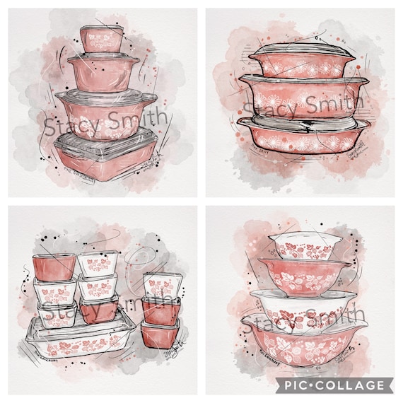 Vintage Pyrex Inspired Drawings DIGITAL DOWNLOAD-BUNDLE of | Etsy