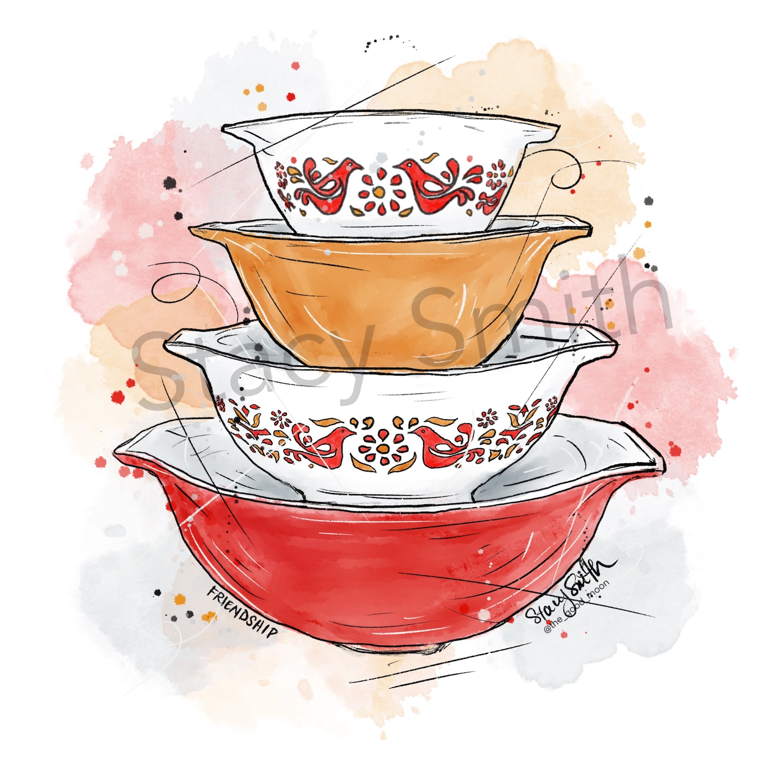 Vintage Pyrex Drawing Friendship Cinderella Bowls - DIGITAL DOWNLOAD - Etsy