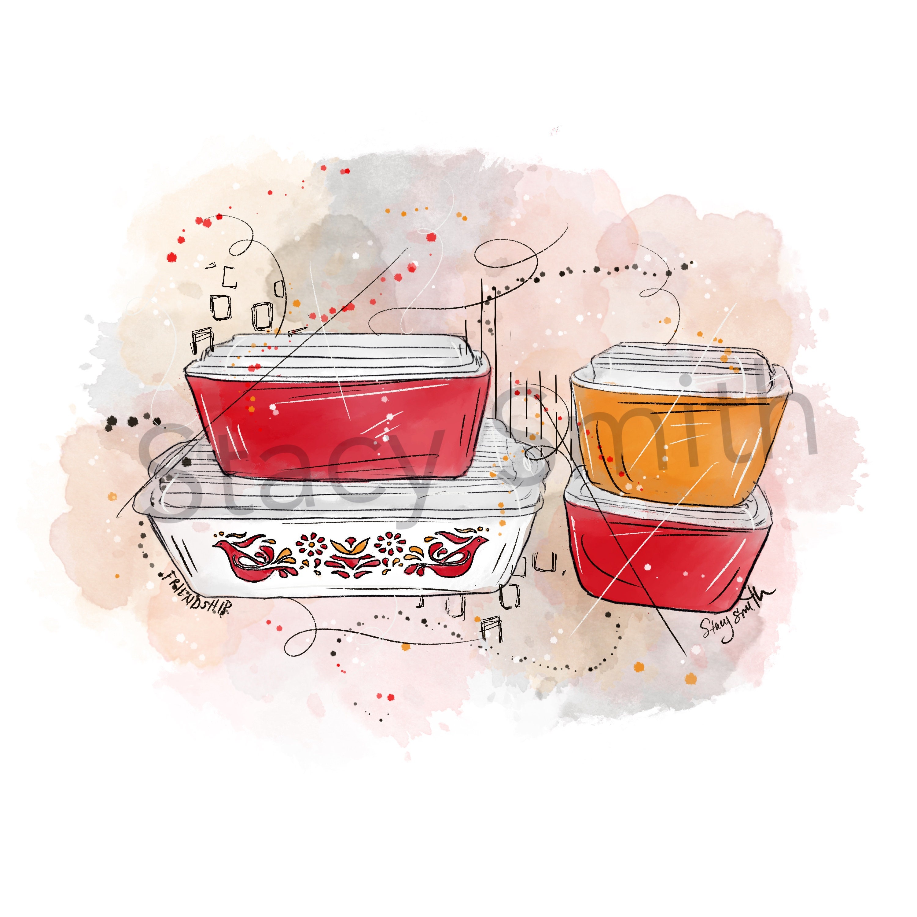 Vintage Pyrex Drawing Friendship - DIGITAL DOWNLOAD - Etsy