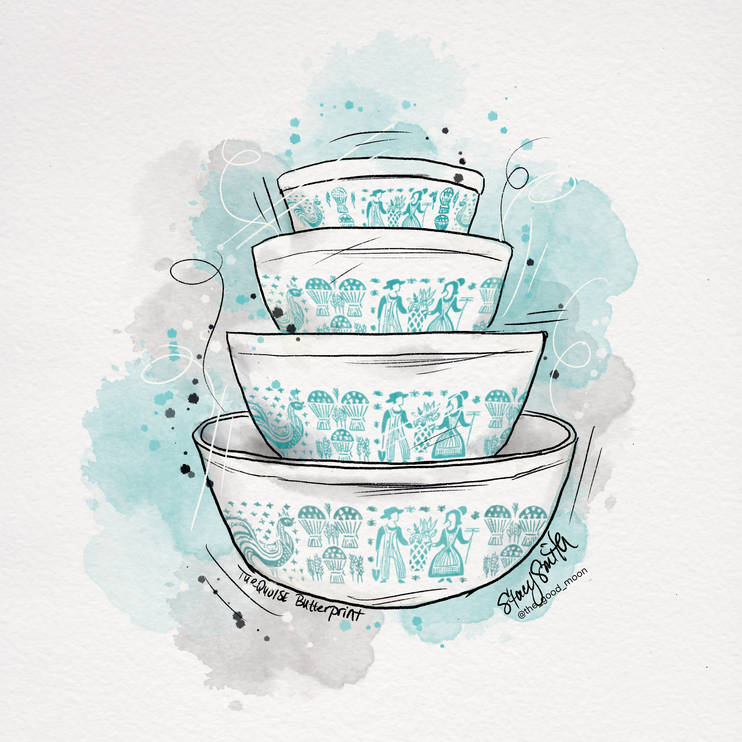 Vintage Pyrex Inspired Drawing DIGITAL DOWNLOAD BUNDLE of - Etsy