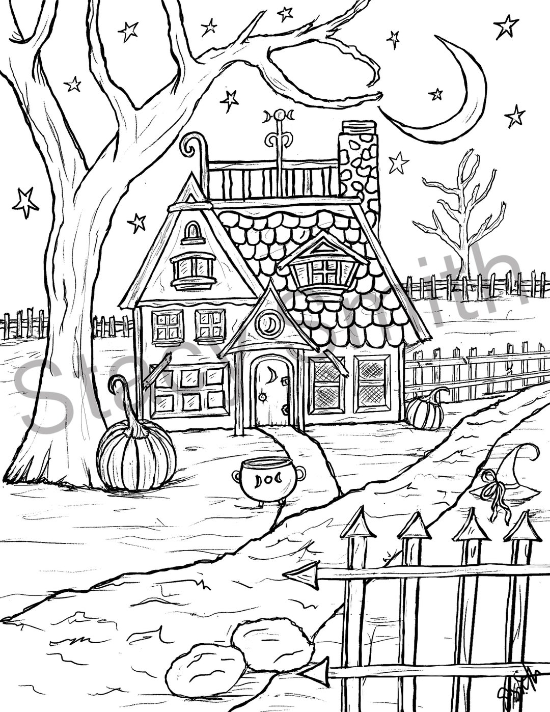 Coloring Page River Cottage - PDF DIGITAL DOWNLOAD - Etsy