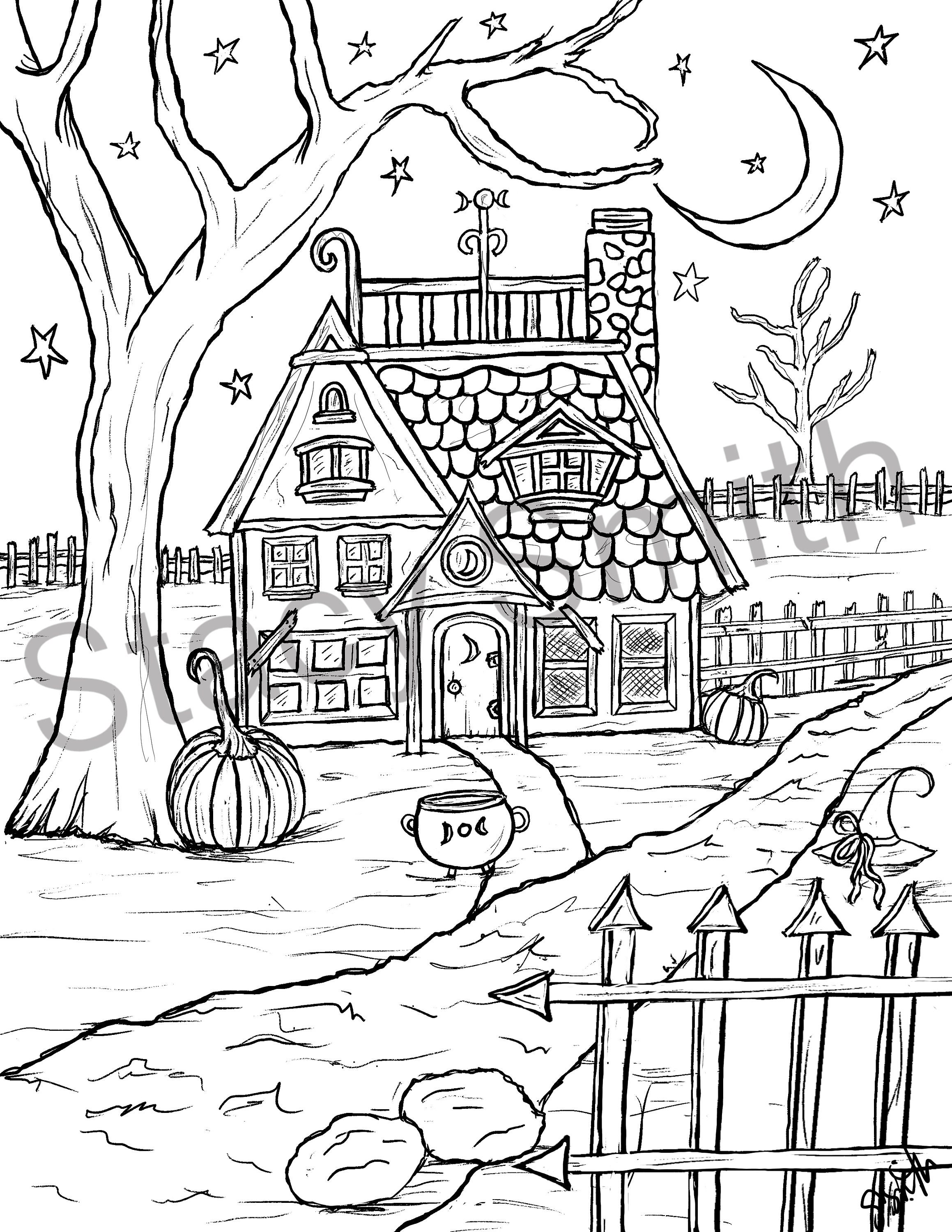 Coloring Page River Cottage PDF DIGITAL DOWNLOAD - Etsy