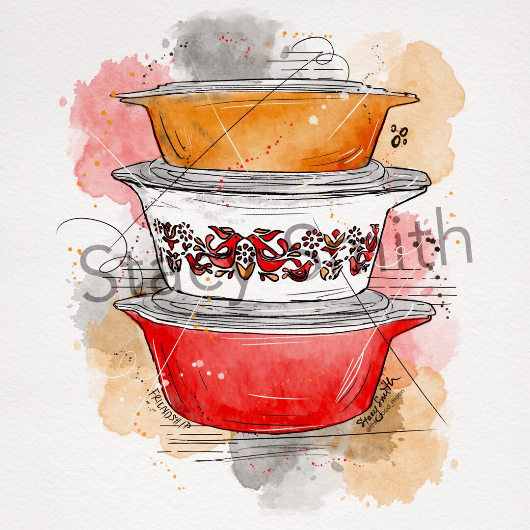 Vintage Pyrex Drawing Friendship DIGITAL DOWNLOAD - Etsy