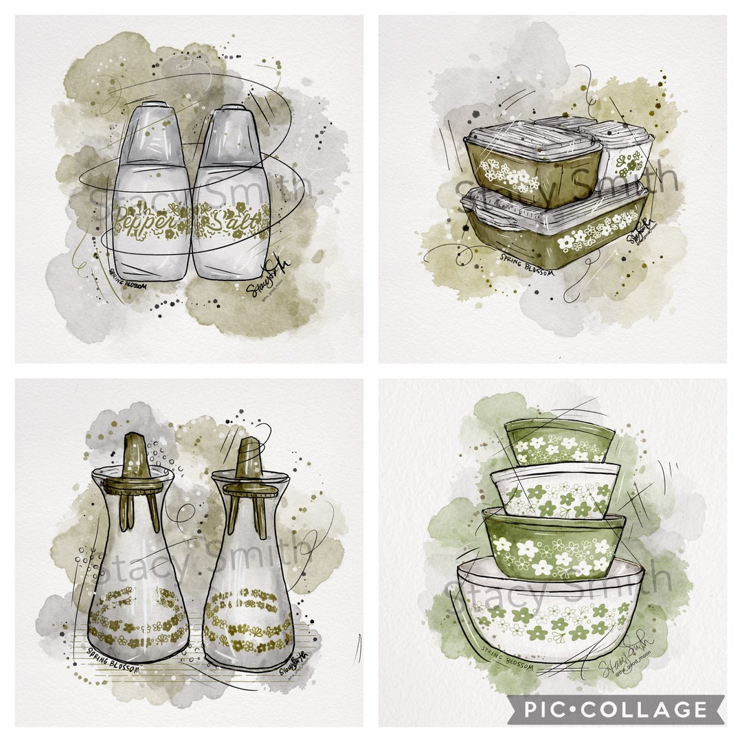 Vintage Pyrex Drawings - DIGITAL DOWNLOAD-BUNDLE of Four Files - Etsy