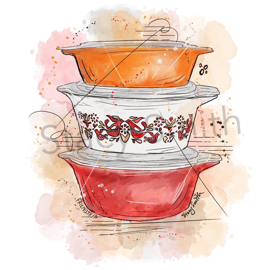 Vintage Pyrex Drawing Friendship - DIGITAL DOWNLOAD - Etsy