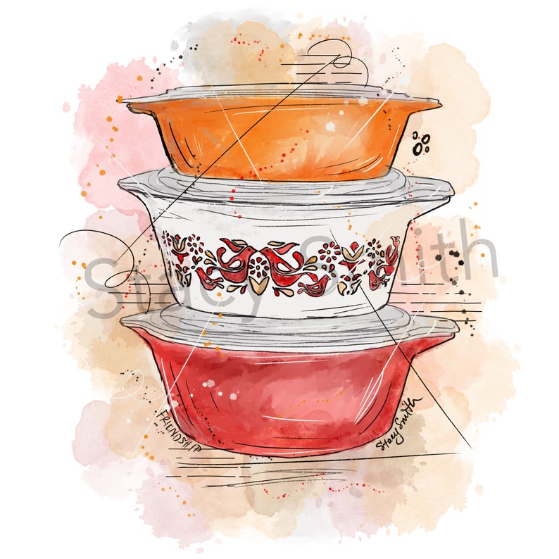 Vintage Pyrex Drawing Friendship - DIGITAL DOWNLOAD - Etsy