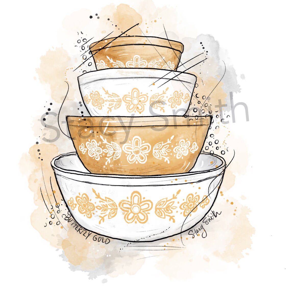 Vintage Pyrex Drawing Butterfly Gold- DIGITAL DOWNLOAD - Etsy