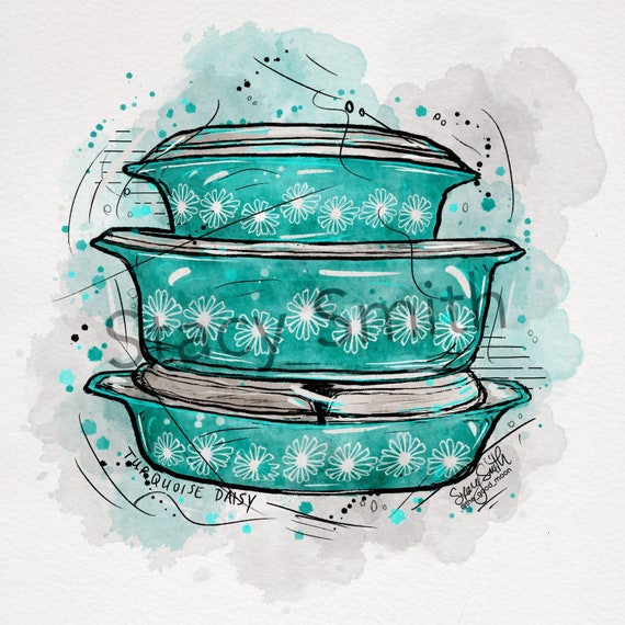 Vintage Pyrex Inspired Drawing DIGITAL DOWNLOAD - Etsy