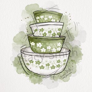 Vintage Pyrex Drawings - DIGITAL DOWNLOAD-BUNDLE of Four Files - Etsy