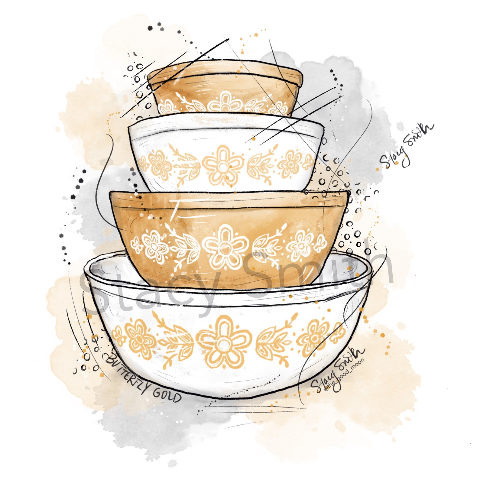 Vintage Pyrex Inspired Drawing DIGITAL DOWNLOAD BUNDLE of - Etsy