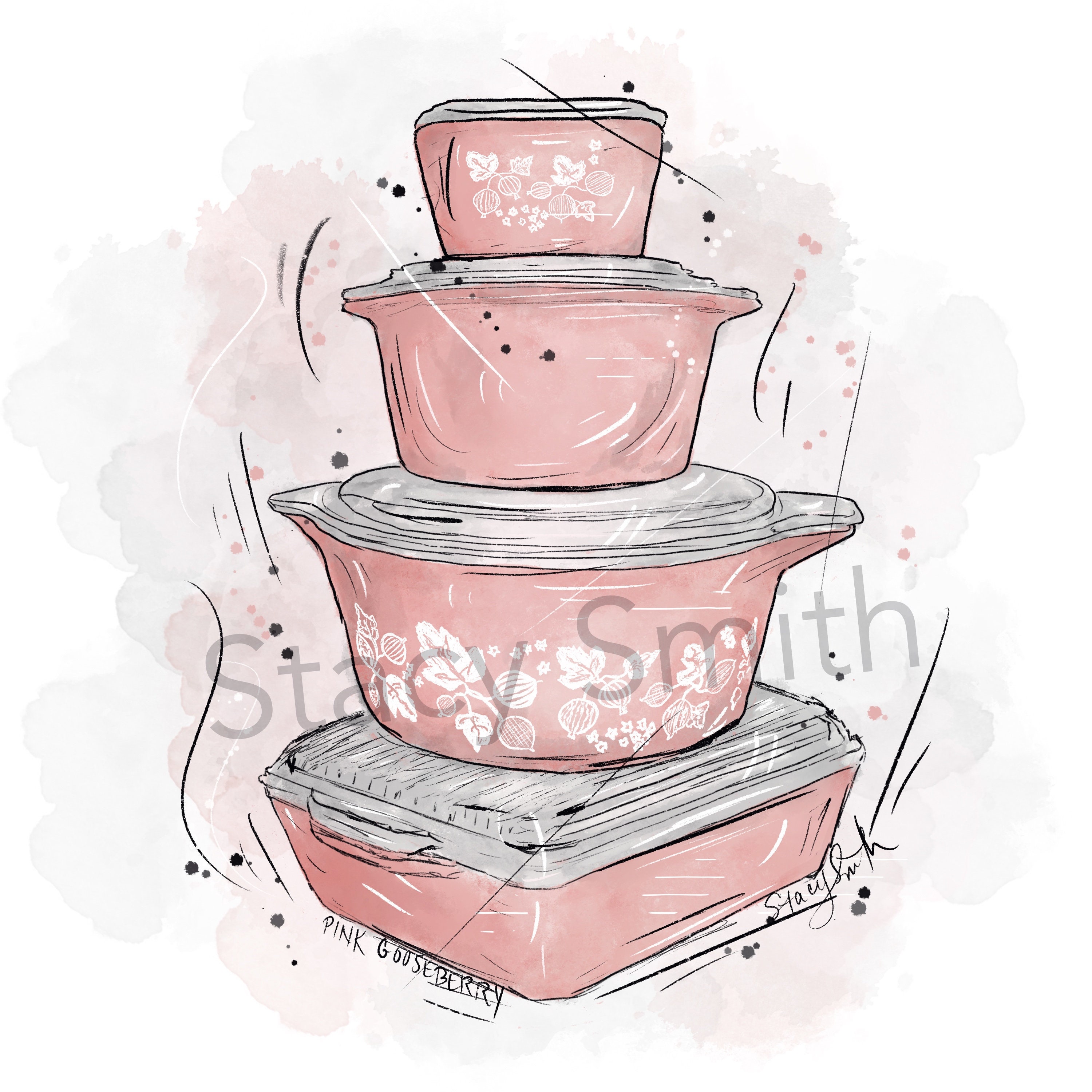 Vintage Pyrex Drawing Pink - DIGITAL DOWNLOAD - Etsy
