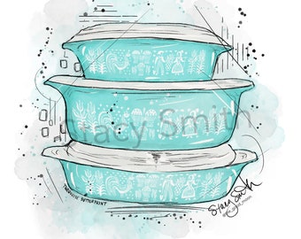 Vintage Pyrex Drawing Pink Gooseberry DIGITAL DOWNLOAD - Etsy