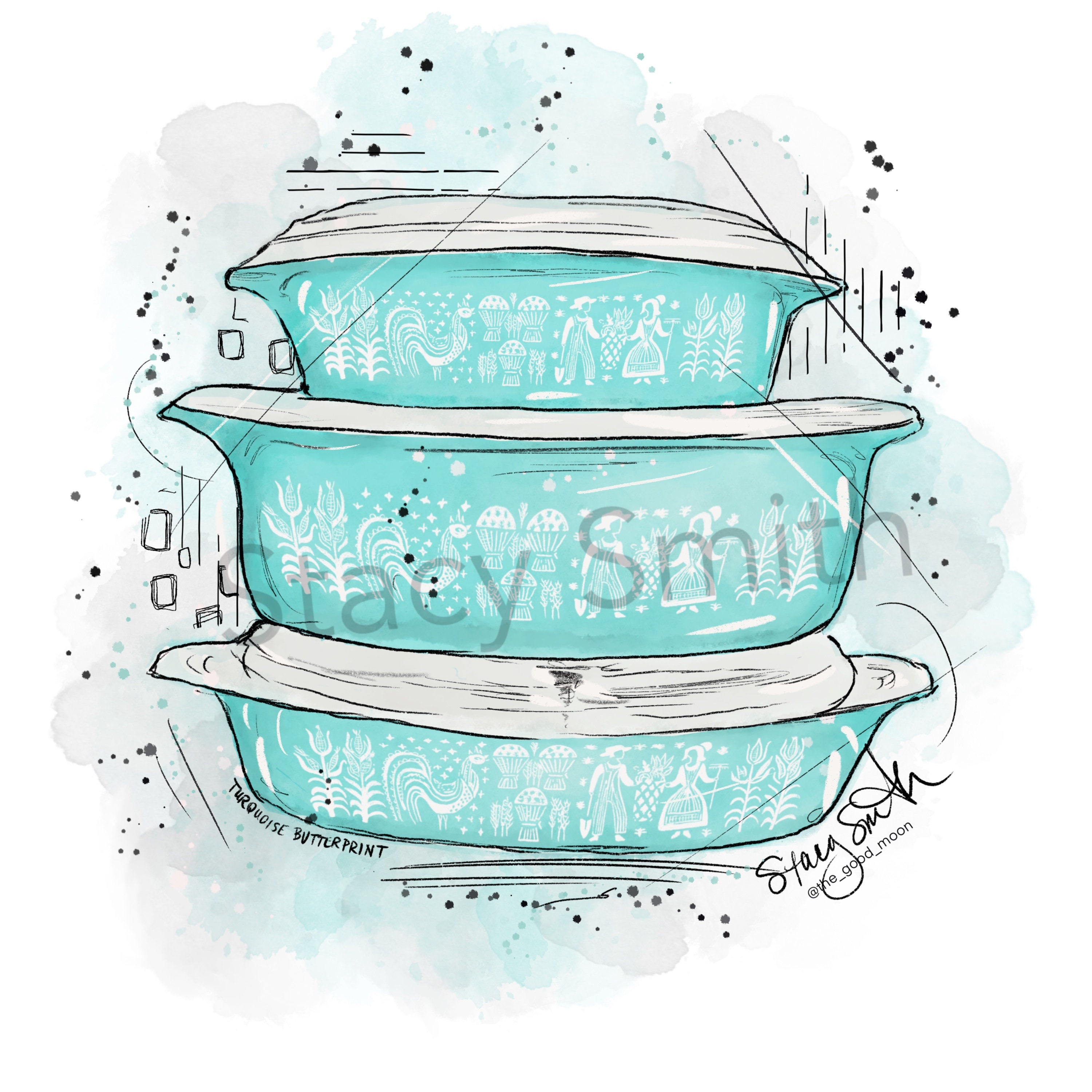 Vintage Pyrex Drawing Butterprint DIGITAL DOWNLOAD - Etsy