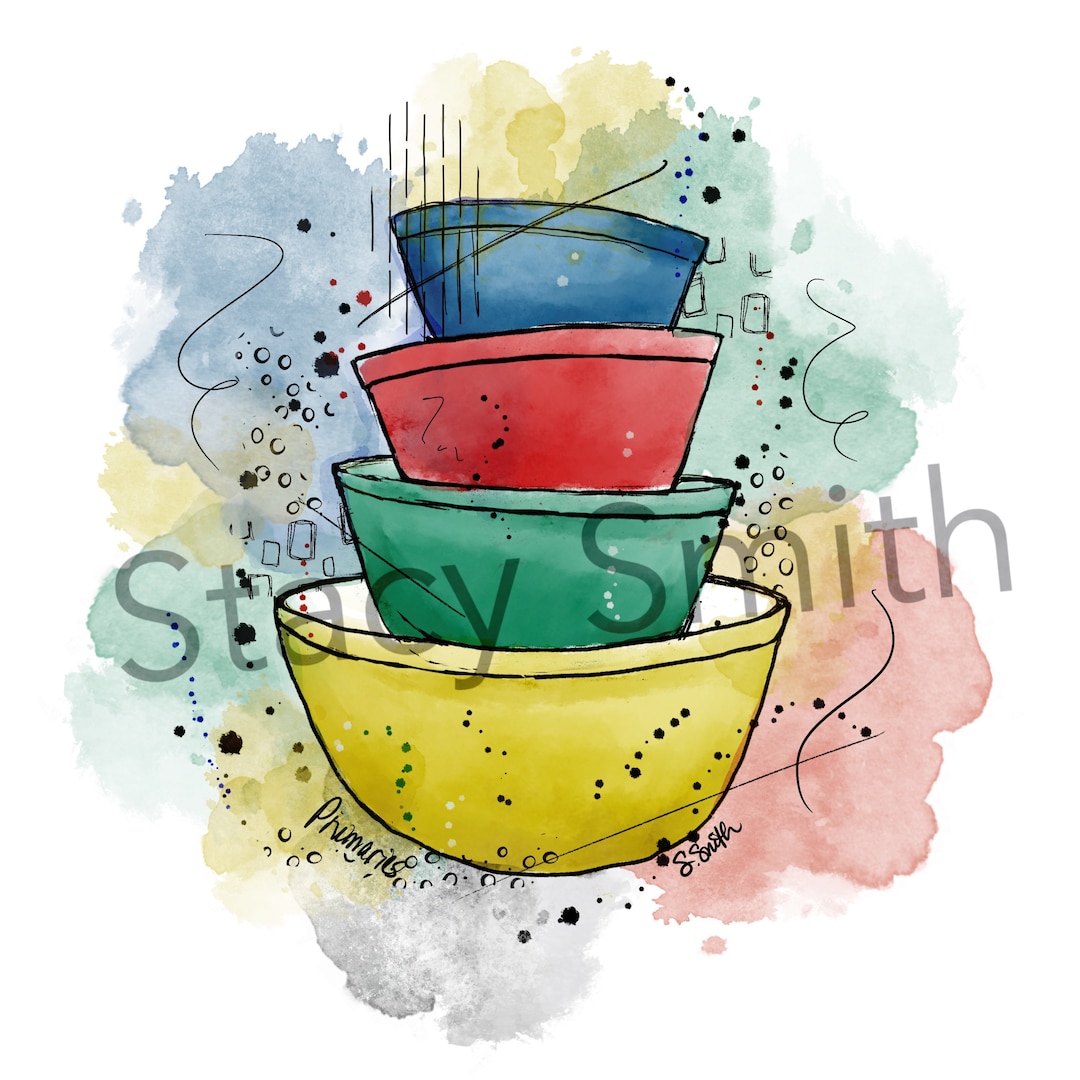 Vintage Pyrex Drawing “primaries” - DIGITAL DOWNLOAD - Etsy