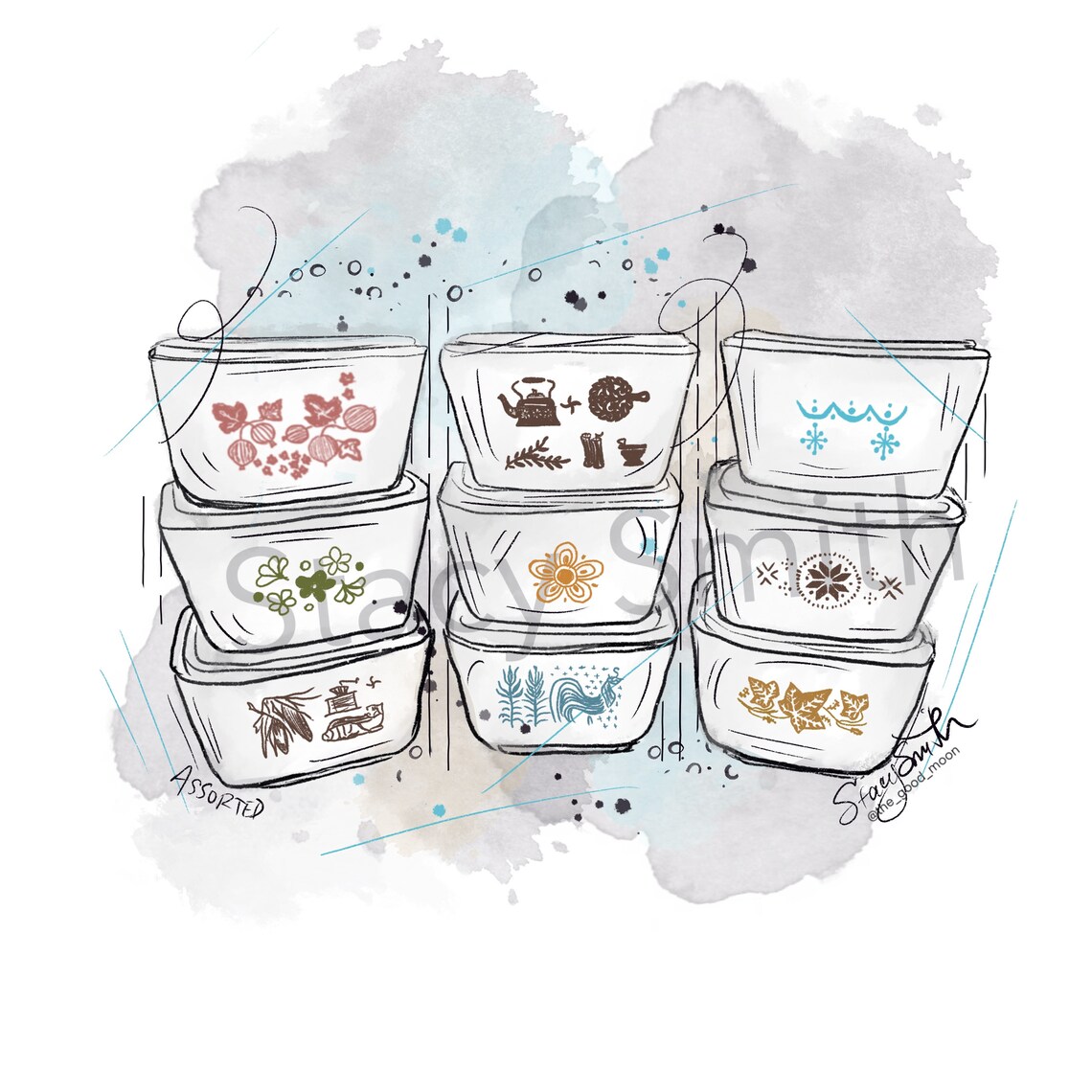 Vintage Pyrex Drawing Fridgie Assortment - DIGITAL DOWNLOAD - Etsy