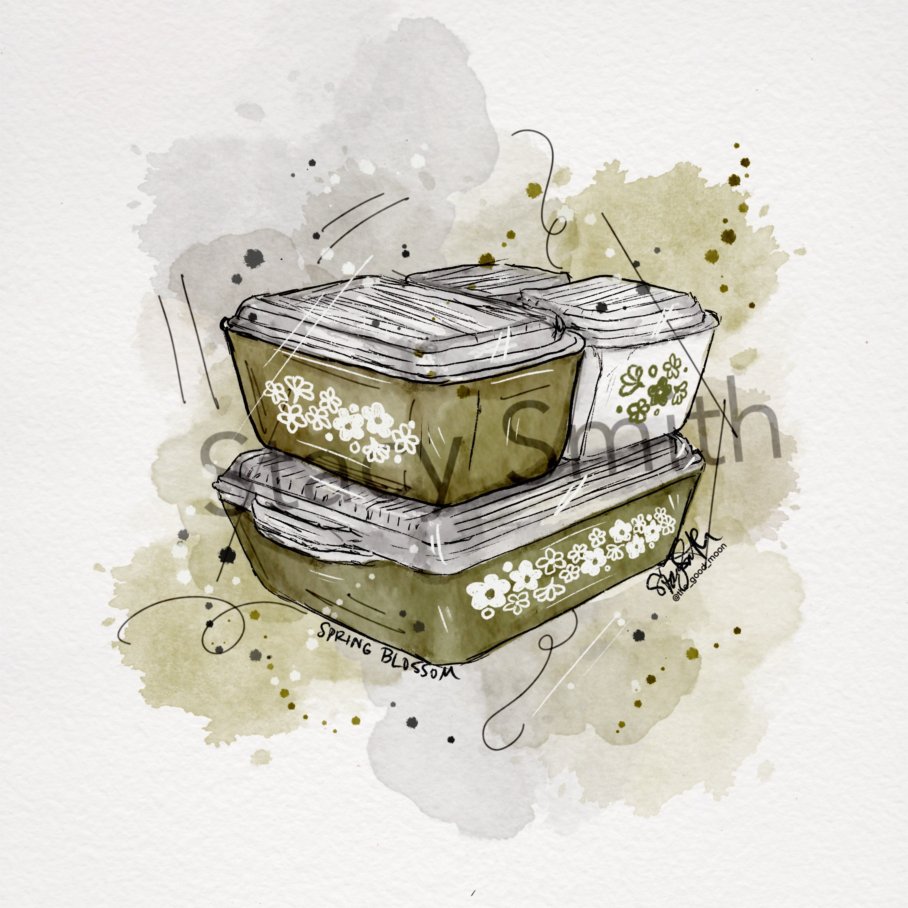 Vintage Pyrex Inspired Drawing DIGITAL DOWNLOAD - Etsy