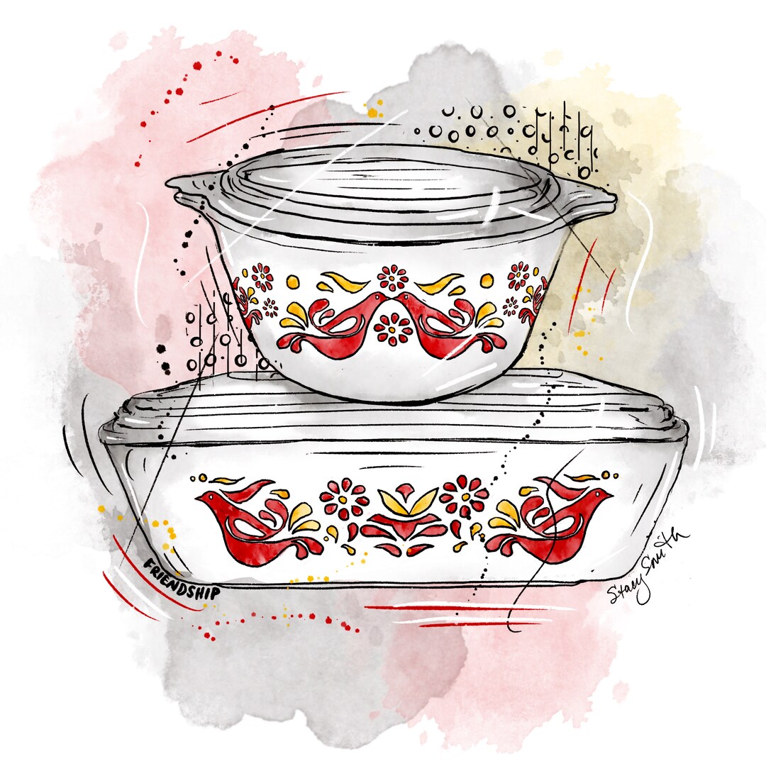 Vintage Pyrex Drawing Friendship - DIGITAL DOWNLOAD - Etsy