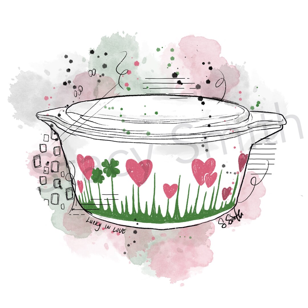 Vintage Pyrex Drawing Lucky in Love - DIGITAL DOWNLOAD - Etsy