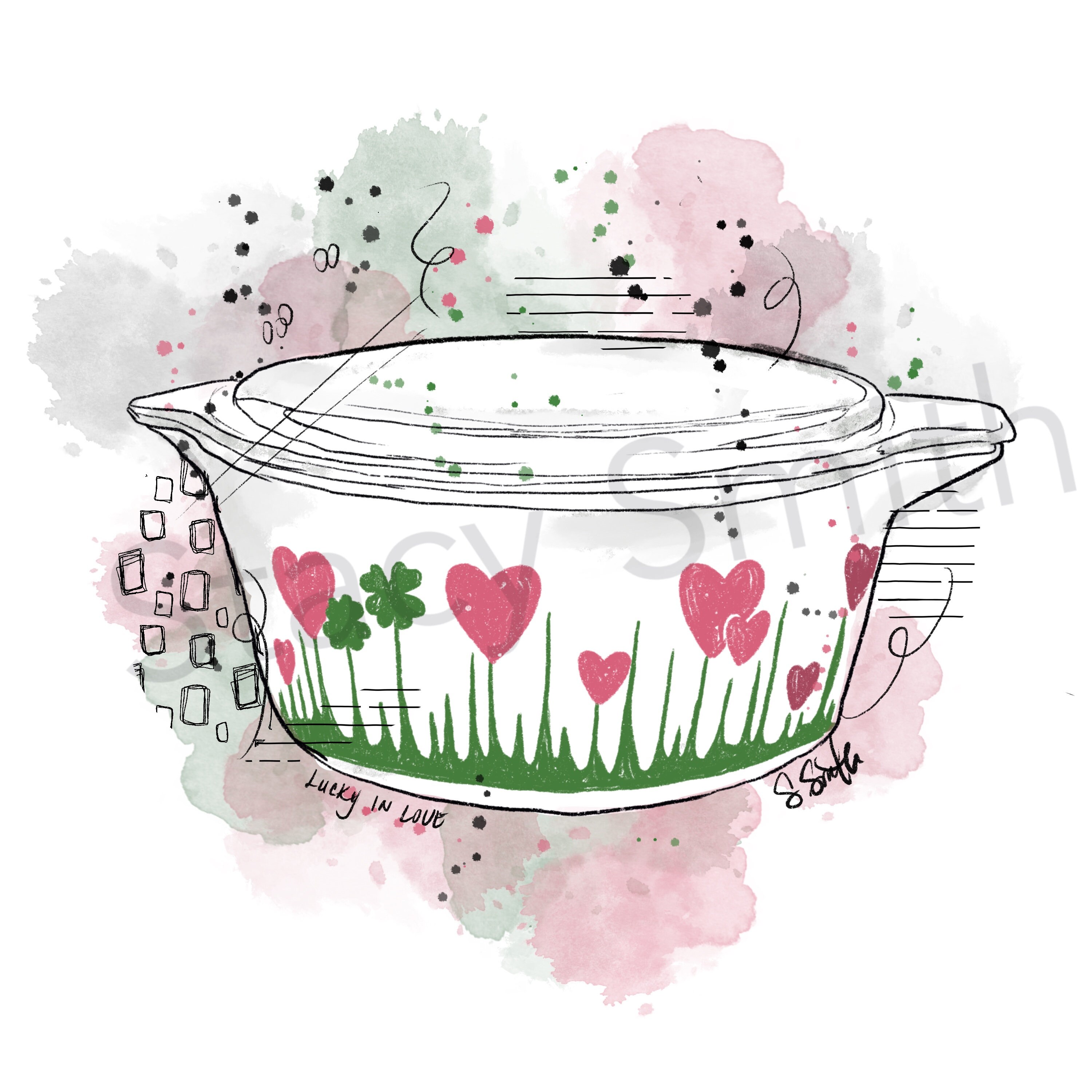 Vintage Pyrex Drawing Lucky in Love - DIGITAL DOWNLOAD - Etsy