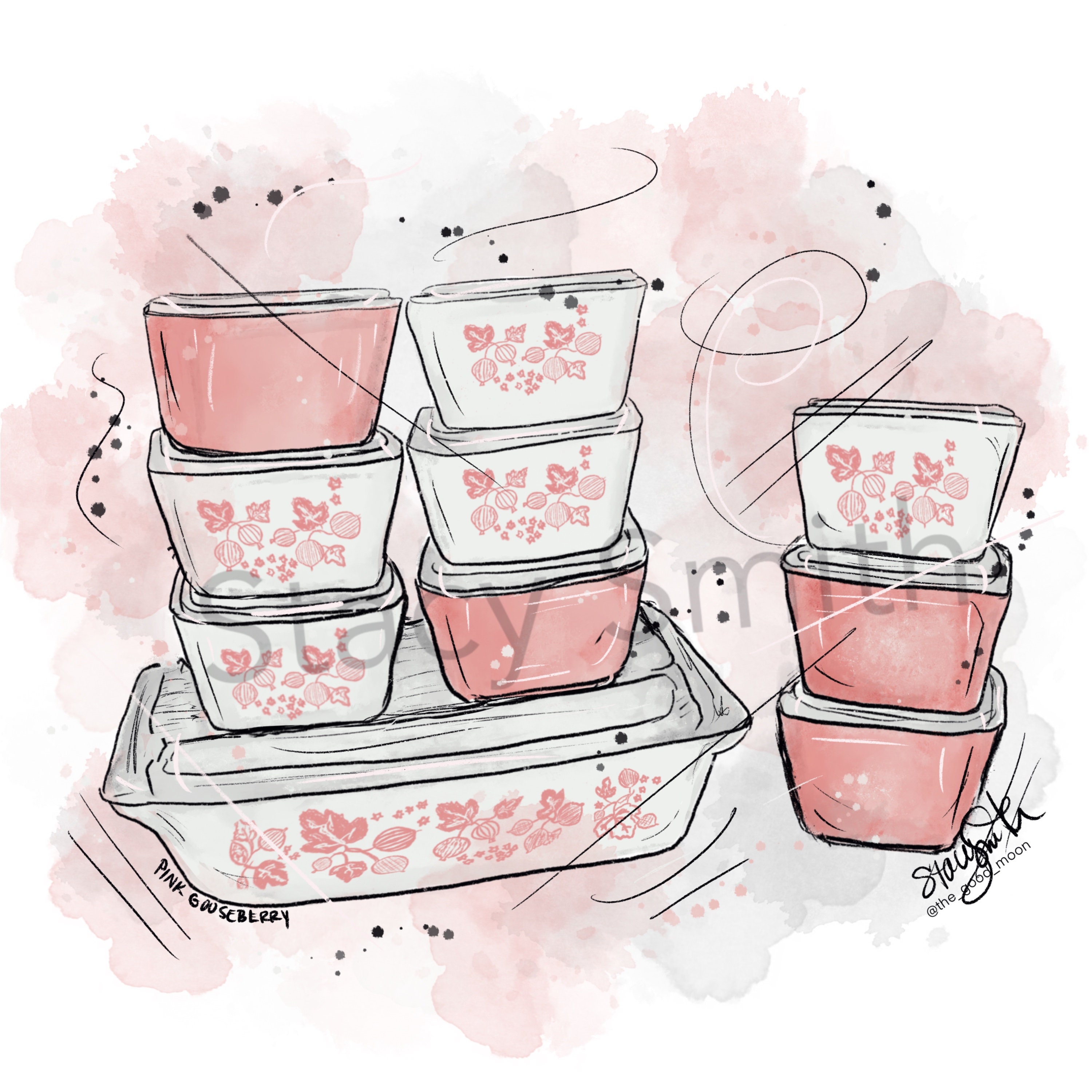 Vintage Pyrex Drawing Pink - DIGITAL DOWNLOAD - Etsy