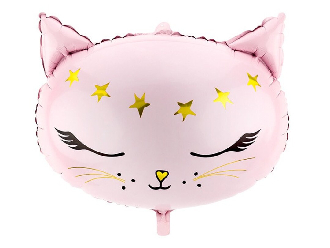 Pink Cat Shape Balloon With Gold Star Accent Kitty Kat Party Birthday ...