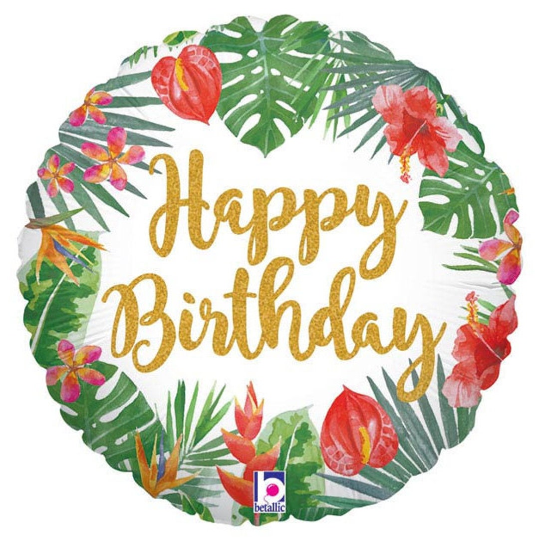 18 Tropical Happy Birthday Print Balloon - Etsy