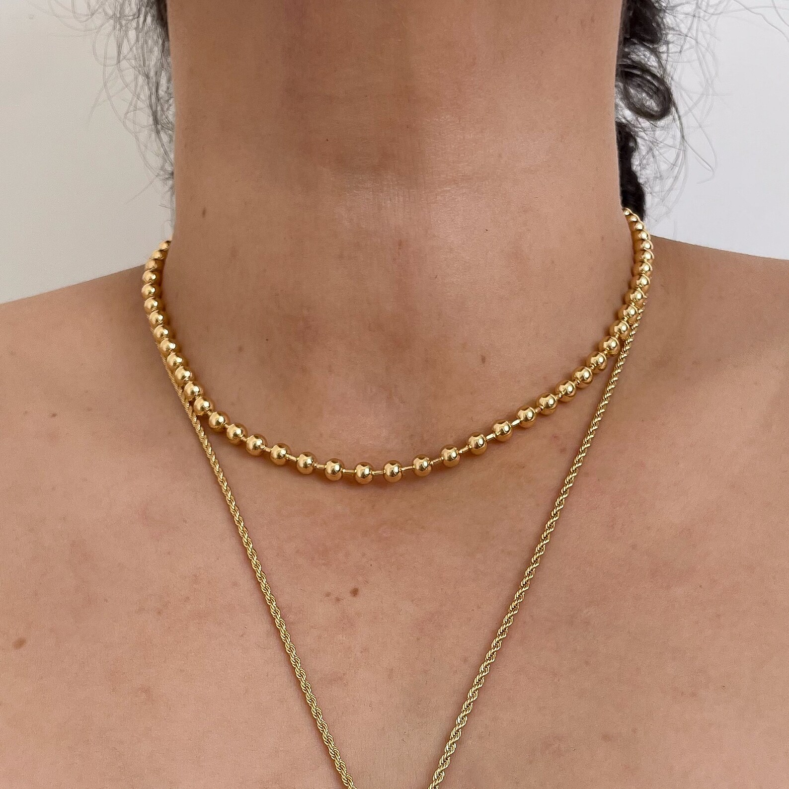 Stainless Steel Ball Chain Gold Necklace for Women Statement Necklace ...