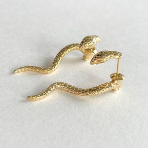 Snake Earrings, Serpent Earrings, Animal Earrings, Gold Filled Earrings ...