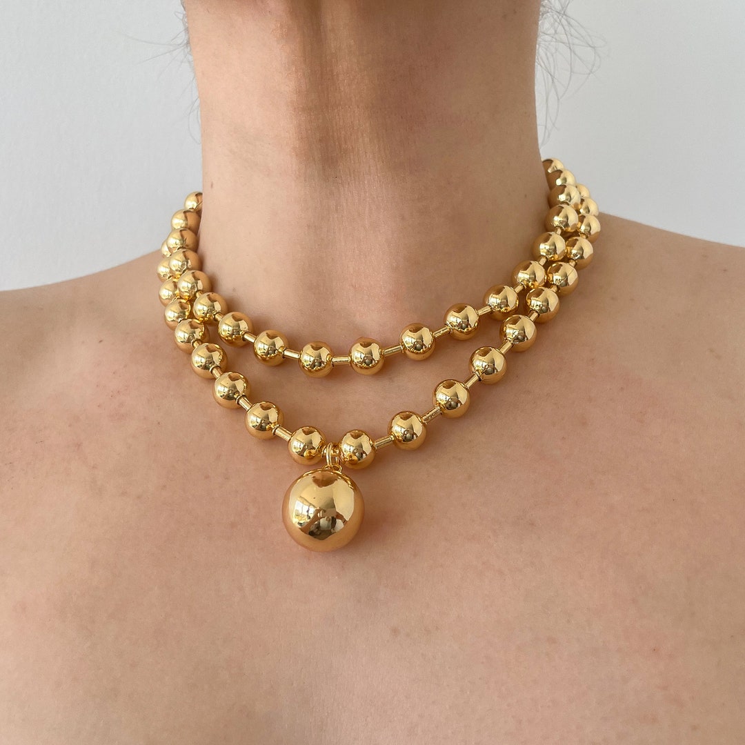 Oversized Stainless Steel Ball Chain, Statement Necklace, Chunky ...