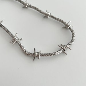 Barbed Wire Necklace. Gothic Necklace, Stainless Steel Necklace, Y2K ...