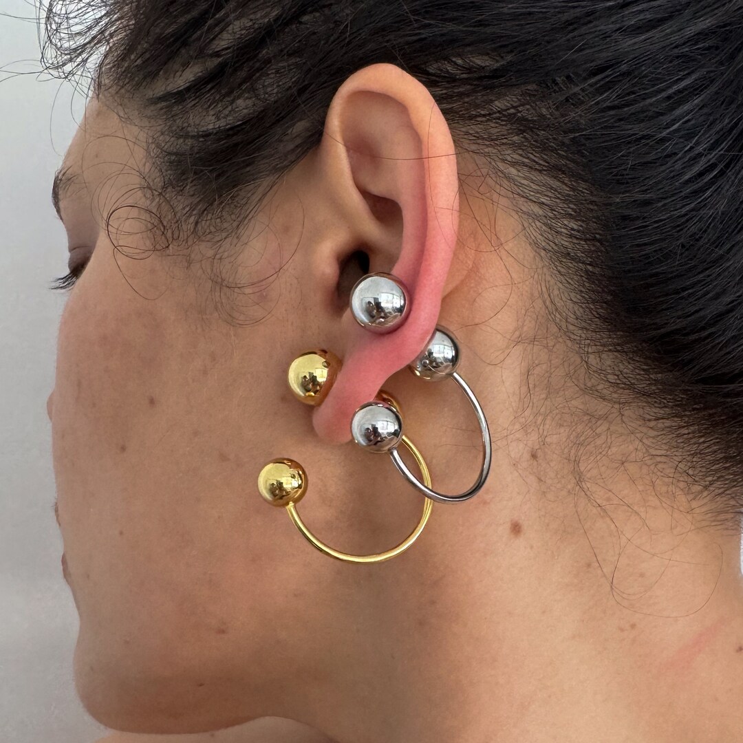 Gold Hoop Earrings Ear Jacket Unique Statement Earrings Ball Earrings Nose Ring Hoop - Etsy