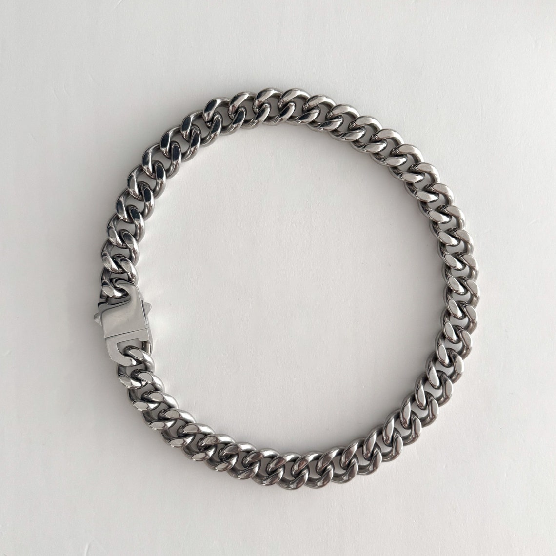 Silver Necklace Curb Chain Necklace for Men Statement Necklace Chunky ...