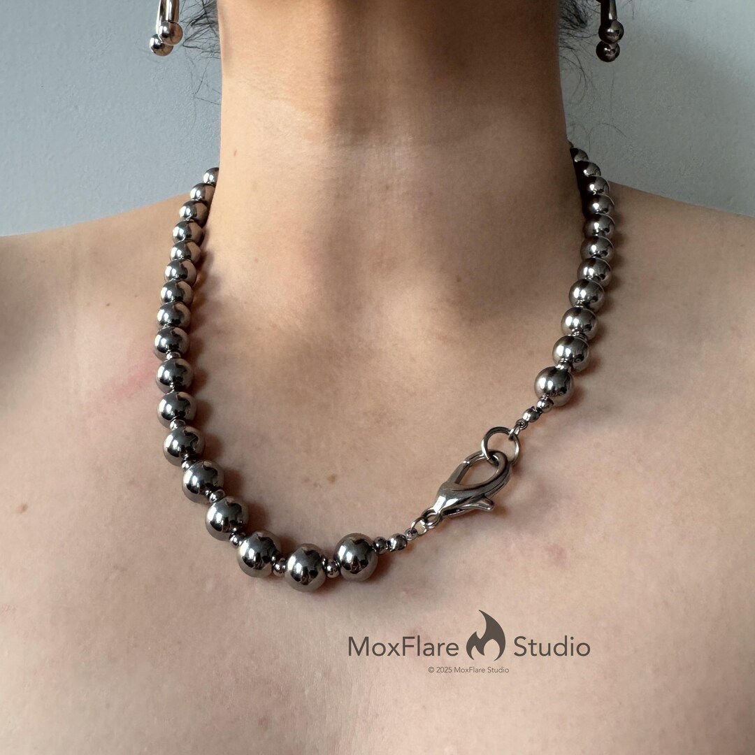 Oversized Stainless Steel Ball Chain, Statement Necklace, Chain ...