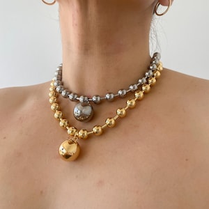 Oversized Stainless Steel Ball Chain, Statement Necklace, Chunky ...