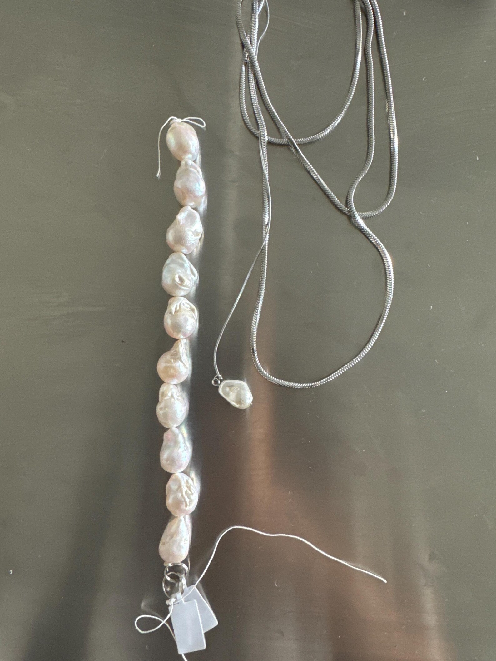 Extra Long Silver Necklace Pearl Necklace Layering Necklace Set Wrap ...