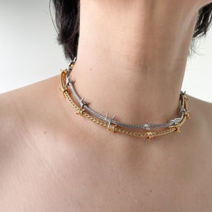 Barbed Wire Necklace. Gothic Necklace, Stainless Steel Necklace, Y2K ...
