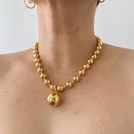 Oversized Stainless Steel Ball Chain Statement Necklace Chunky Necklace Gold Necklace Gift for Him Boyfriend Gift for Her Birthday 90s Etsy