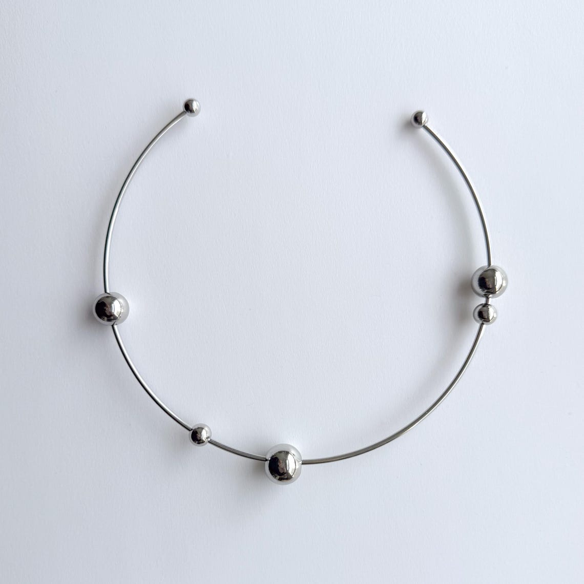 Silver Necklace, Stainless Steel Ball Chain, Choker, Statement Necklace ...