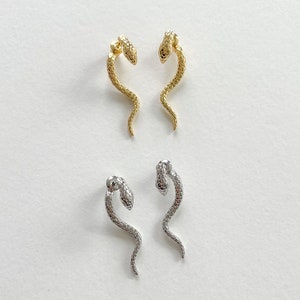 Snake Earrings, Serpent Earrings, Animal Earrings, Gold Filled Earrings ...
