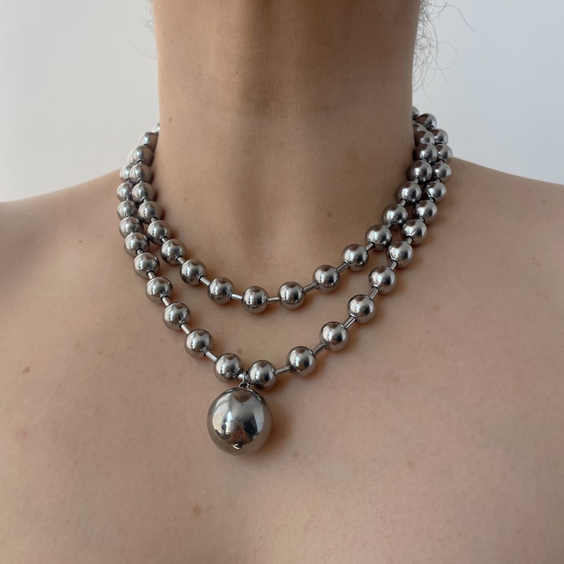 Oversized Stainless Steel Ball Chain Statement Necklace - Etsy