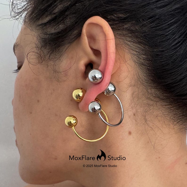 Gold Hoop Earrings Ear Jacket Unique Statement Earrings Ball Earrings ...