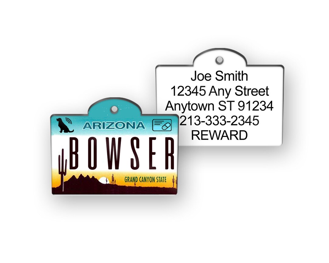 Arizona State License Plate Custom Pet ID Tag, Personalized Dog ID Tag ...