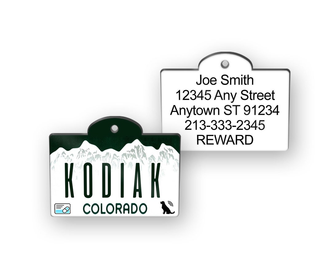 Colorado License Plate Pet ID Tag: Custom Dog Tag, Personalized ...