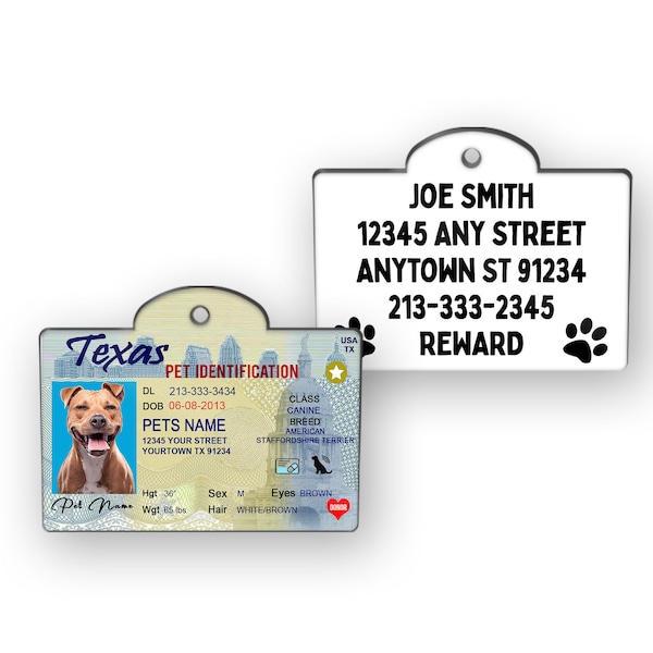 Texas Drivers License Dog Tag - Etsy