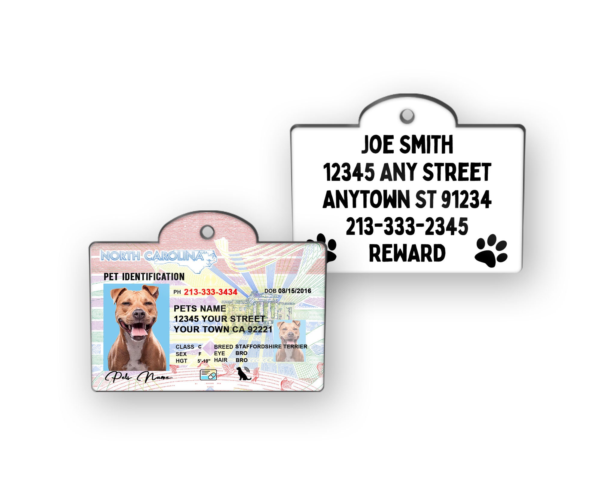 North Carolina State Drivers License Custom Pet ID Tag, Personalized ...