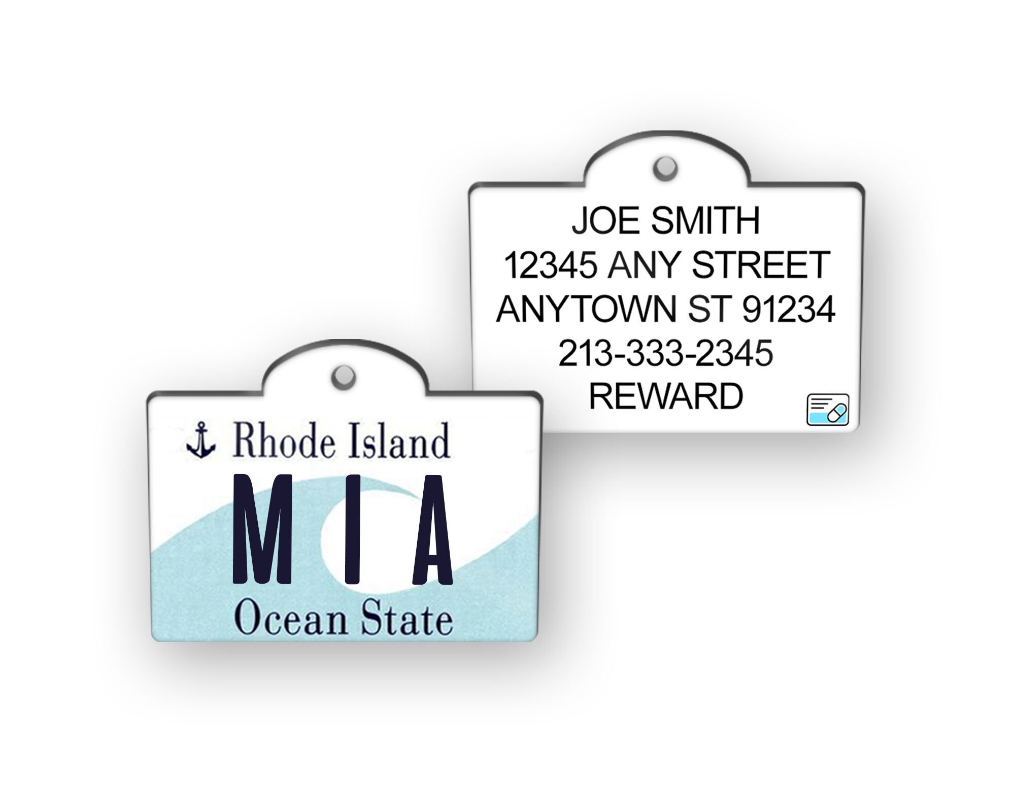 Rhode Island State License Plate Custom Pet ID Tag | Etsy