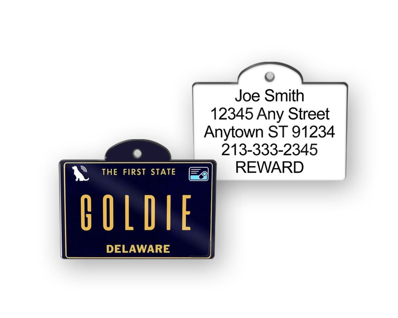 Delaware State License Plate Custom Pet ID Tag Personalized - Etsy