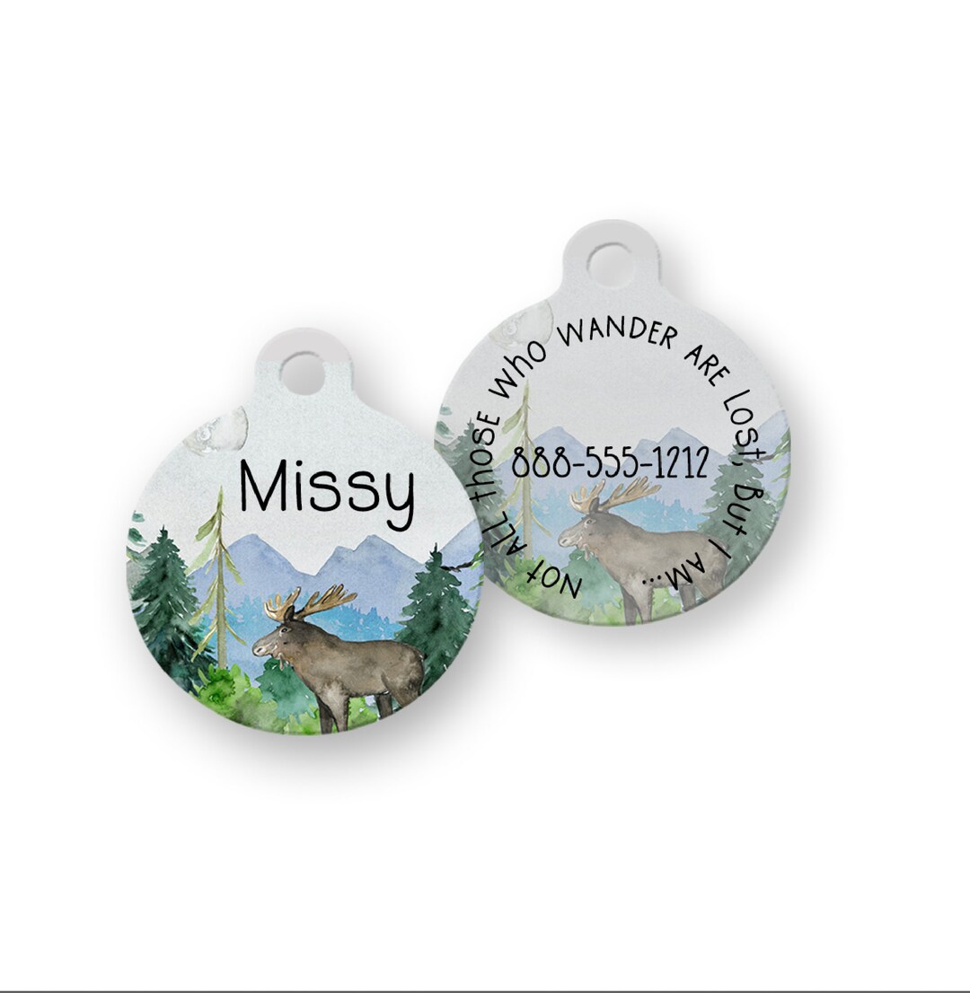 Custom Dog Tag, Nature Dog Tag, Round Dog Tag, Pet ID Tag, Mountain Pet ...