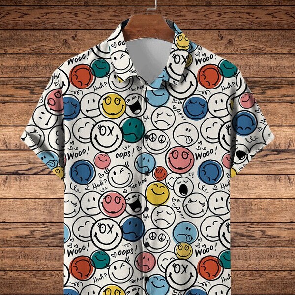 Smiley Face Button up Shirt - Etsy